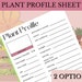 Printable Plant Profile Sheets, Plant Profile Pages, Plant Care Sheet ...
