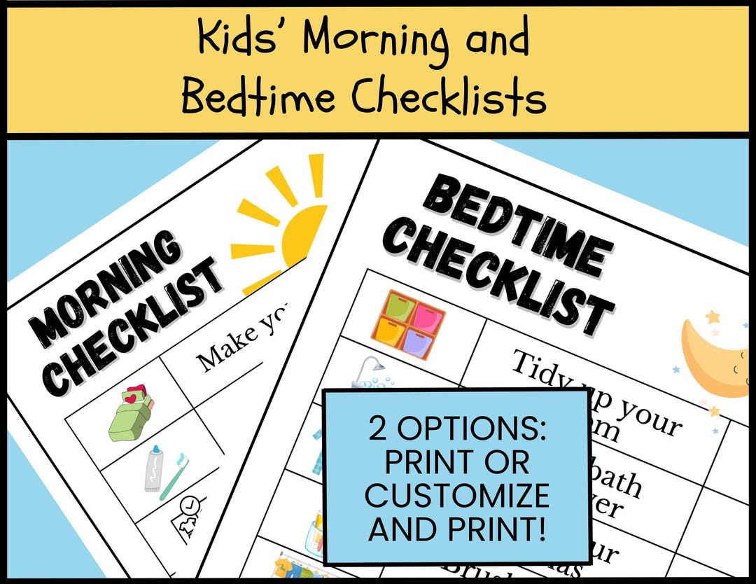Printable Kids Routine Chart | Morning & Bedtime Checklist | Visual ...