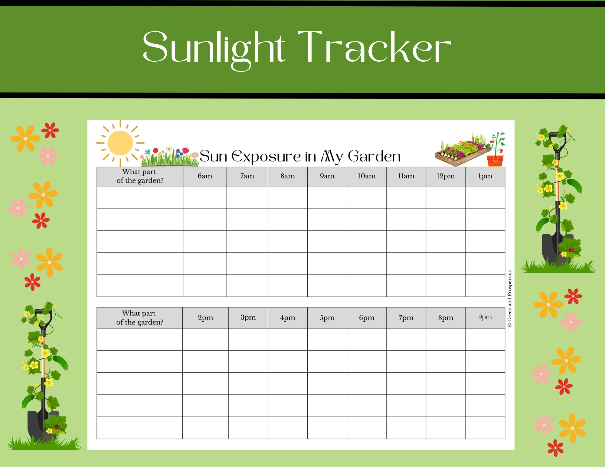 Garden Planner, Sunlight Tracker, Garden Journal Pages, Printable ...