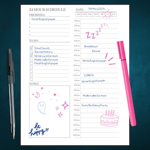 24-hour Daily Planner | Printable Digital Download for Effective Time ...