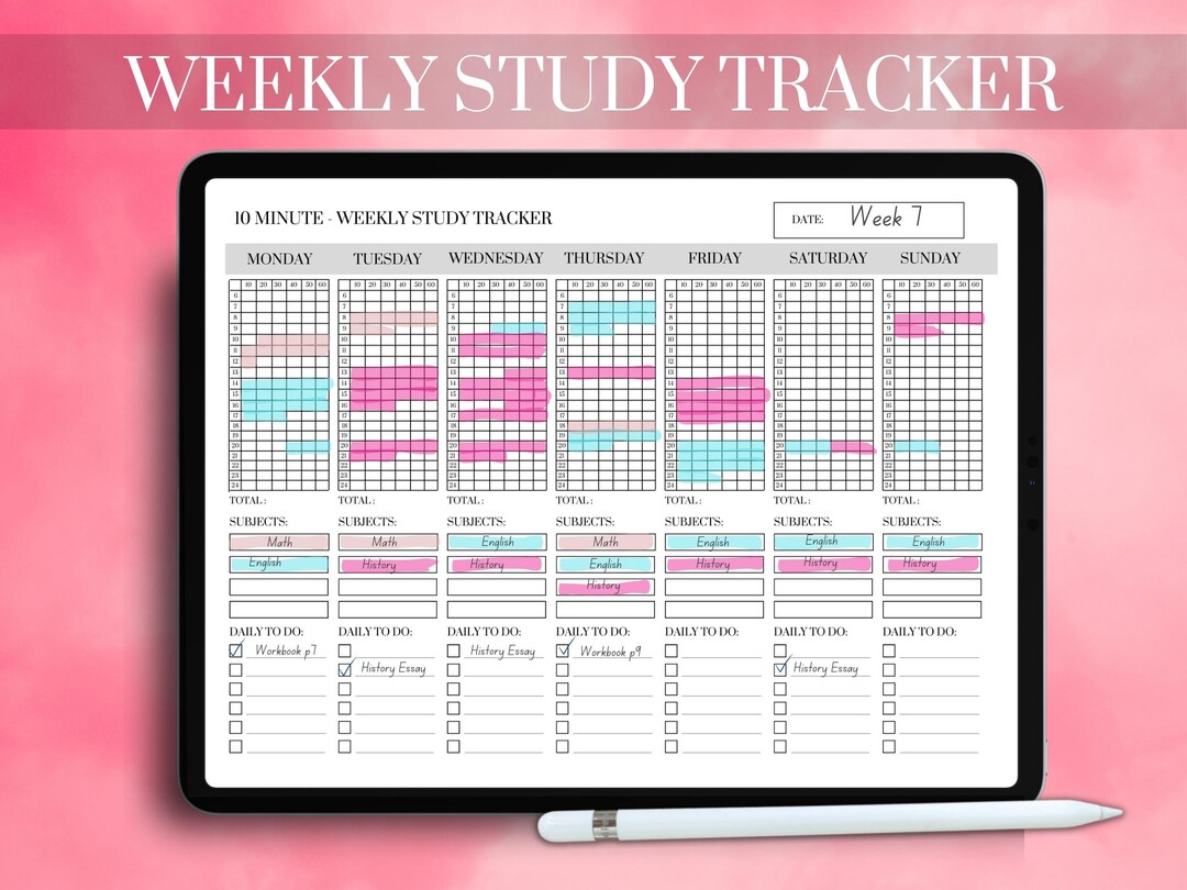 Weekly Study Tracker | Time Management Planner | Printable Planner ...