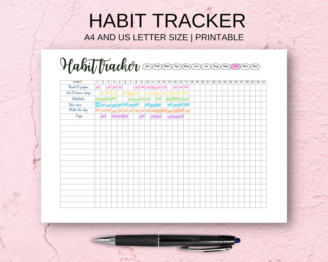 Printable Habit Tracker Habit Tracking PDF Daily Habit - Etsy