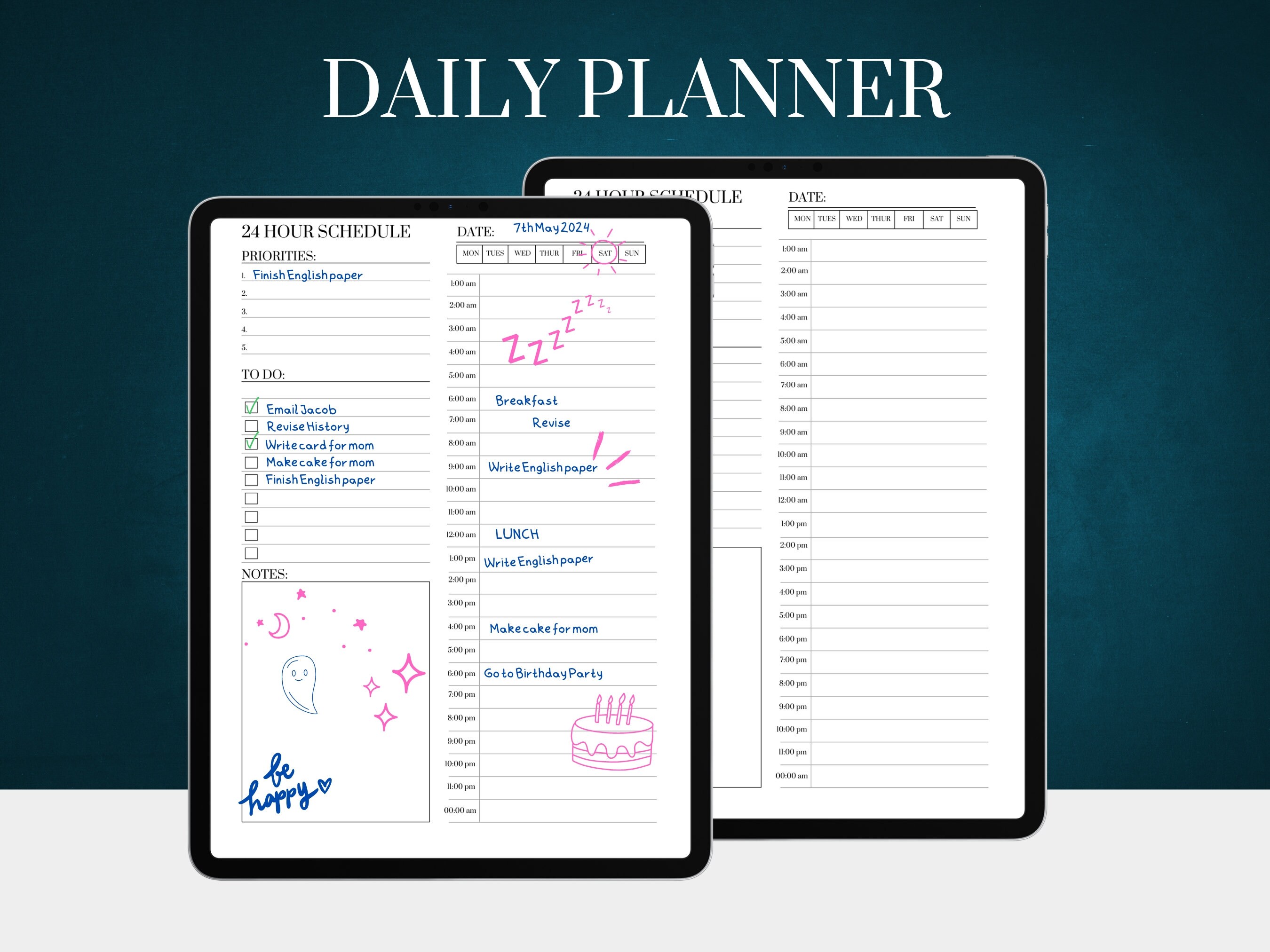 24-hour Daily Planner Printable Digital Download for Effective Time ...