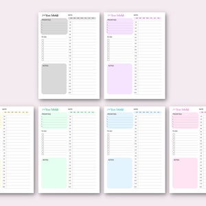 24 Hour Daily Planner Printable | 6 Colors | PDF Download | Hourly Time ...