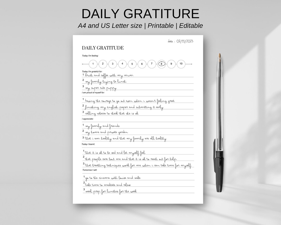 Daily Gratitude Journal | Printable & Digital Planner for Reflection ...