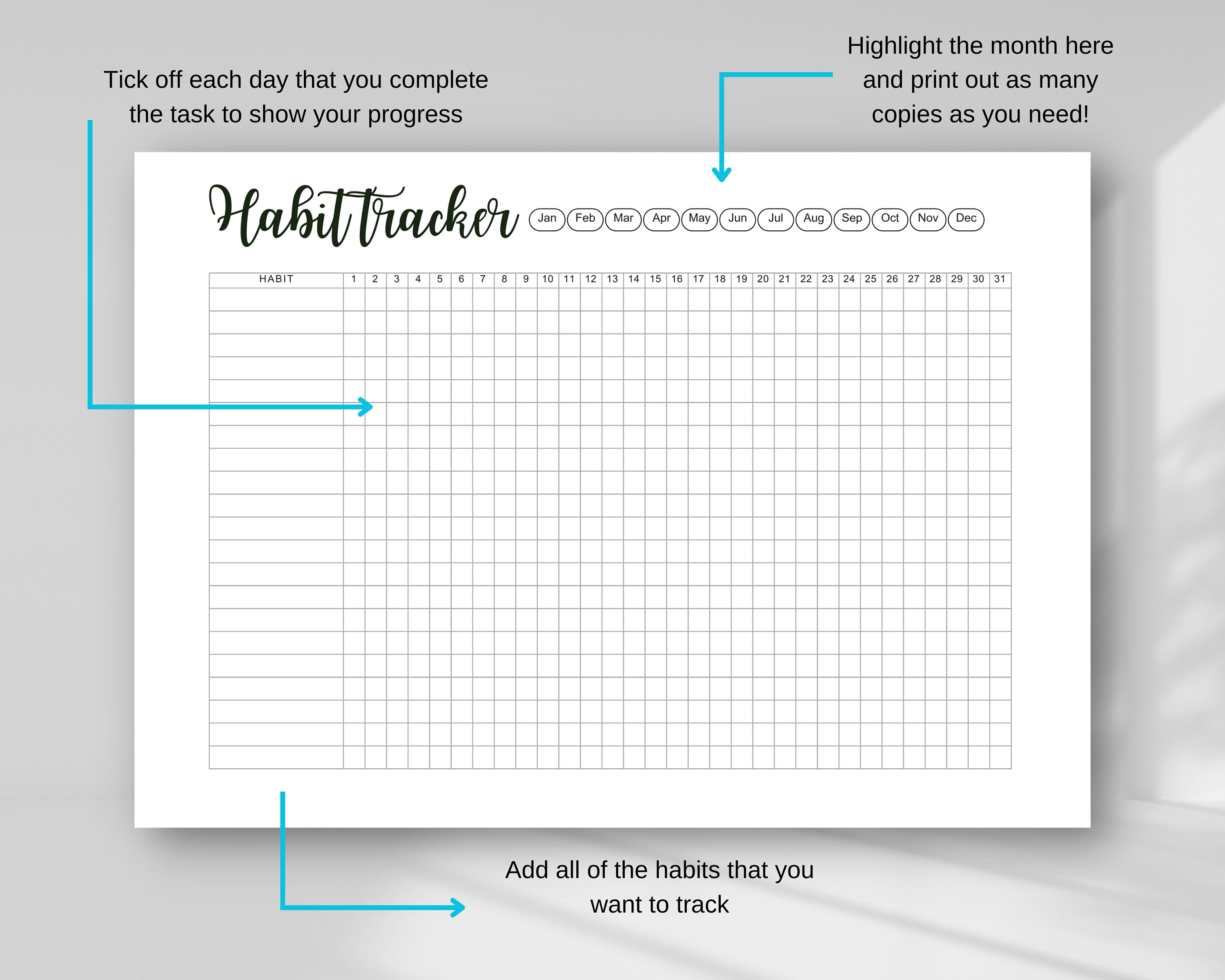 Printable Habit Tracker Habit Tracking PDF Daily Habit - Etsy