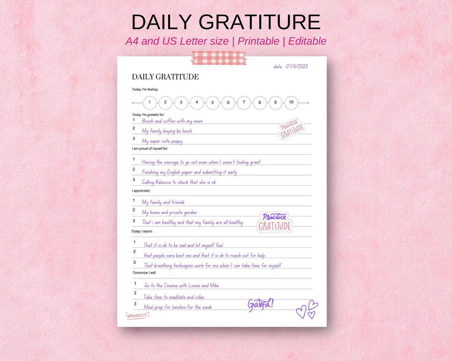 Digital Daily Gratitude | Reflections Planner | Gratitude Journal ...