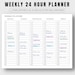 24 Hour Daily Planner Printable | Hourly Weekly Schedule PDF | Time ...