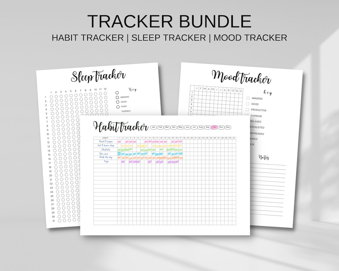 Habit, Mood, and Sleep Tracker Bundle | Printable PDF | A4 Letter ...