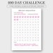 100 Day Challenge Tracker Printable | Goal Progress PDF | A4 Letter ...