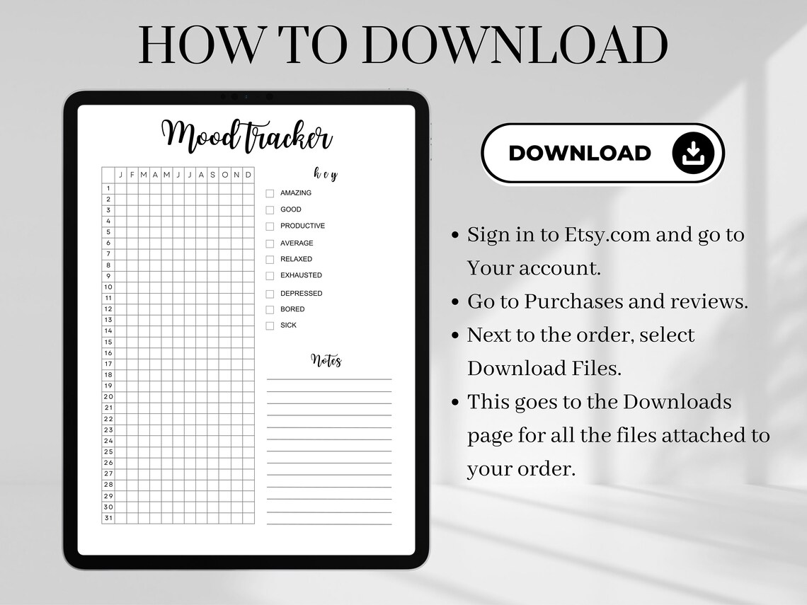 Digital Mood Tracker PDF Printable Yearly Mood in Pixels - Etsy