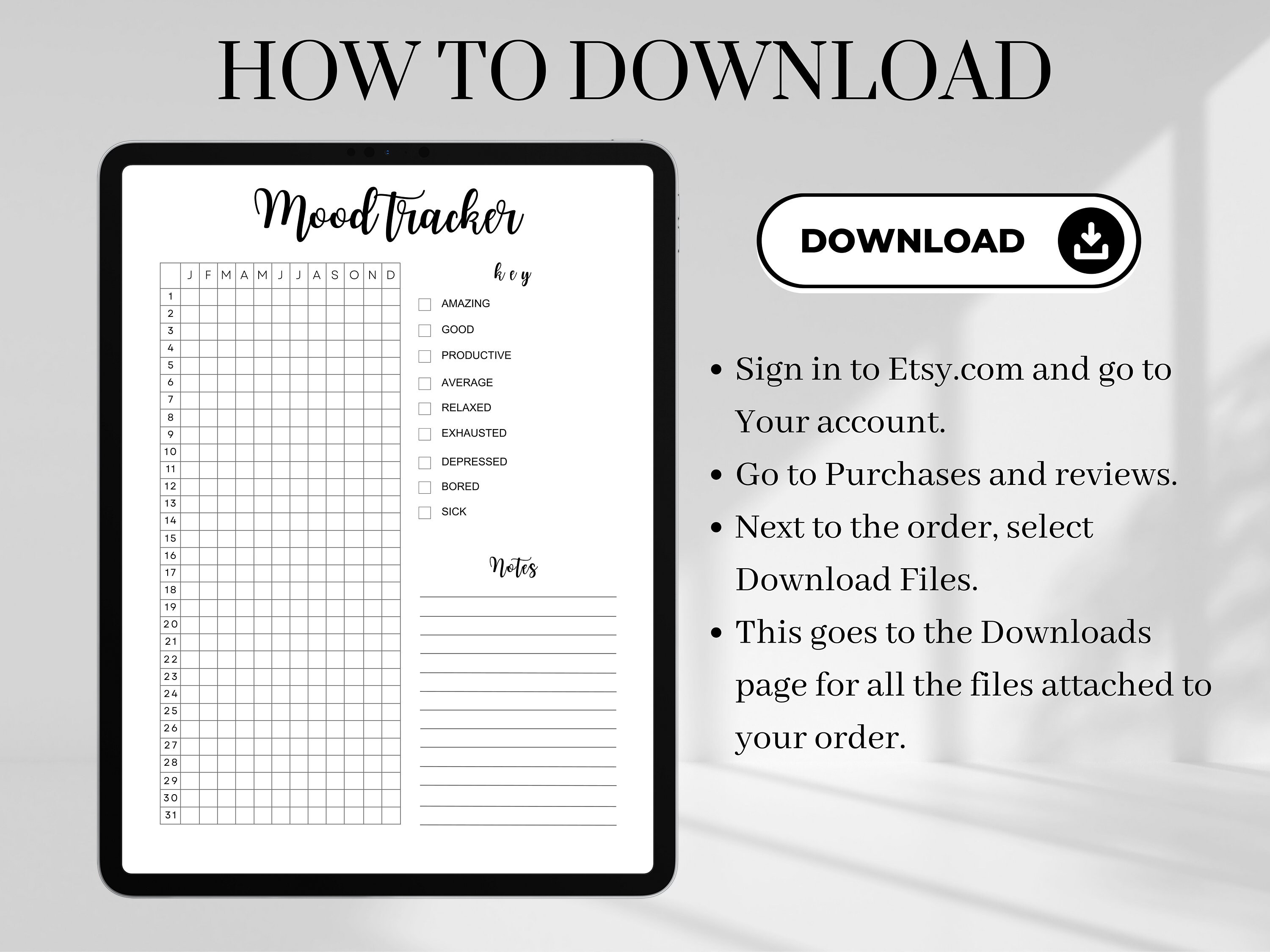 Digital Mood Tracker PDF | Printable Yearly Mood in Pixels | Feelings ...