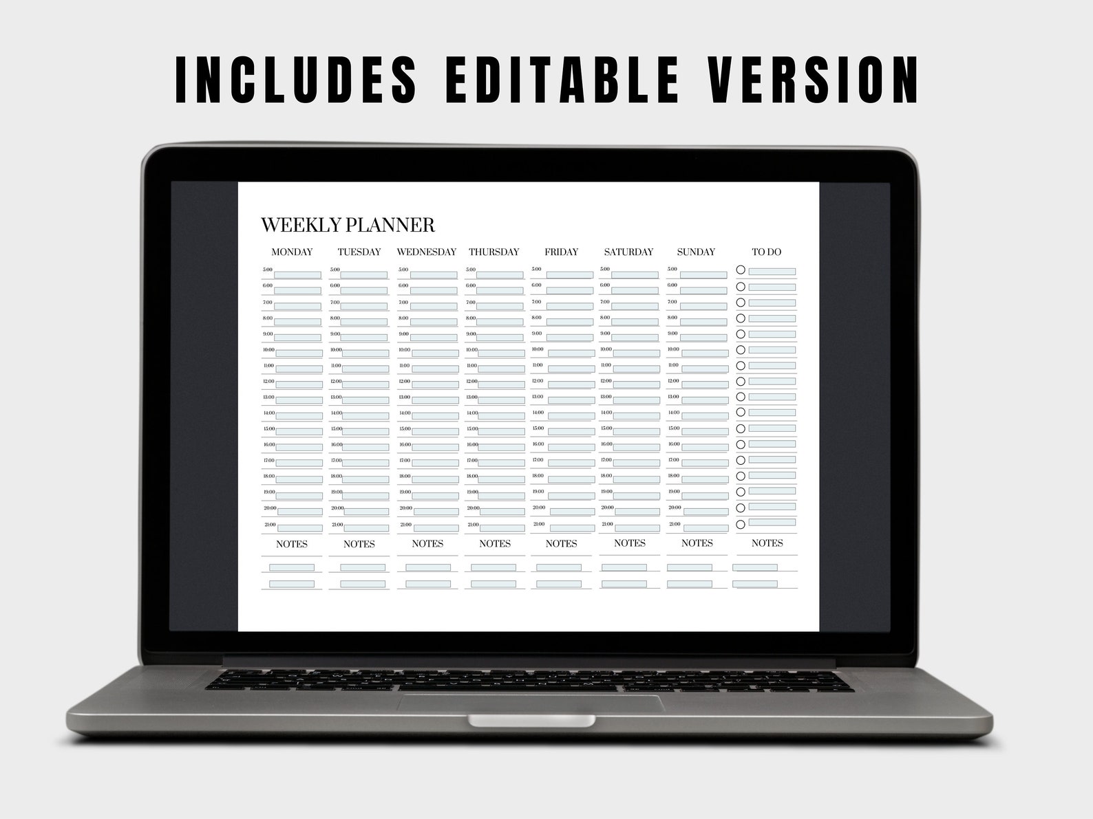Editable Weekly Hourly Planner | Printable Weekly Schedule | Weekly ...