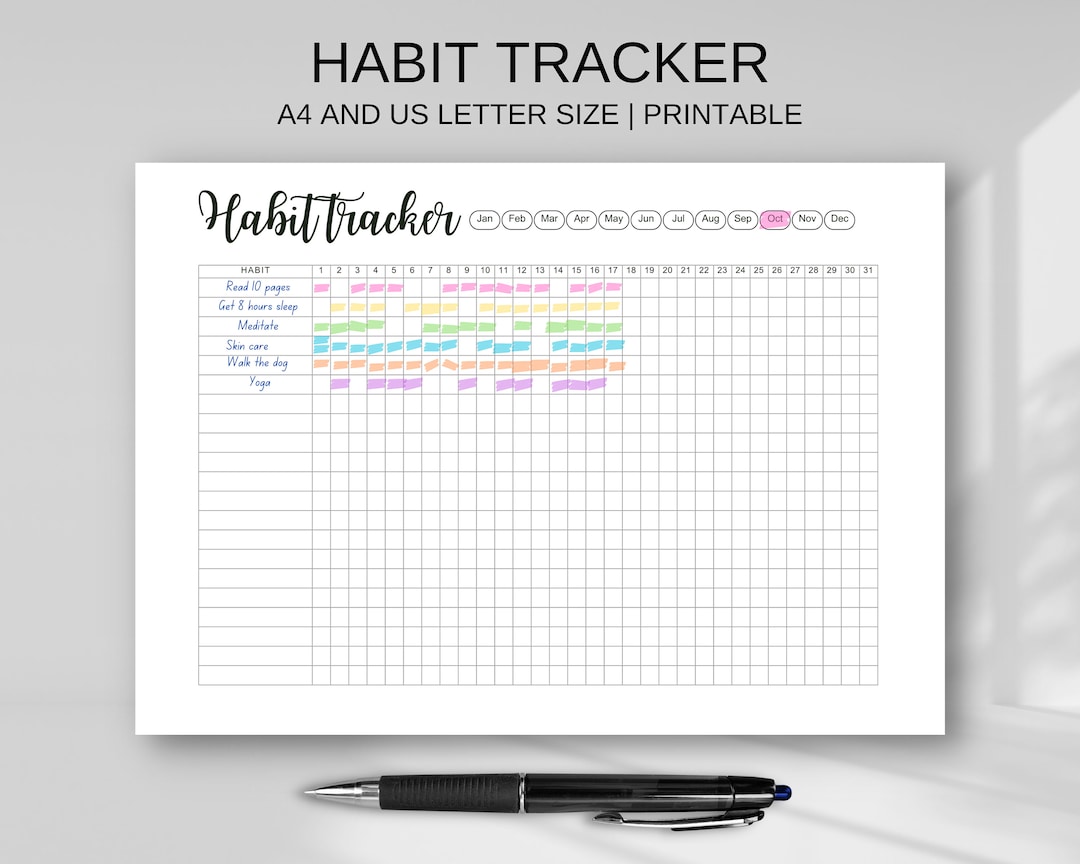 Printable Habit Tracker Habit Tracking PDF Daily Habit - Etsy