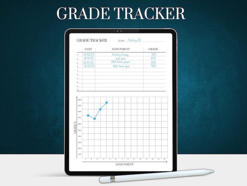 Student Grade Tracker Printable Digital Download PDF - Etsy