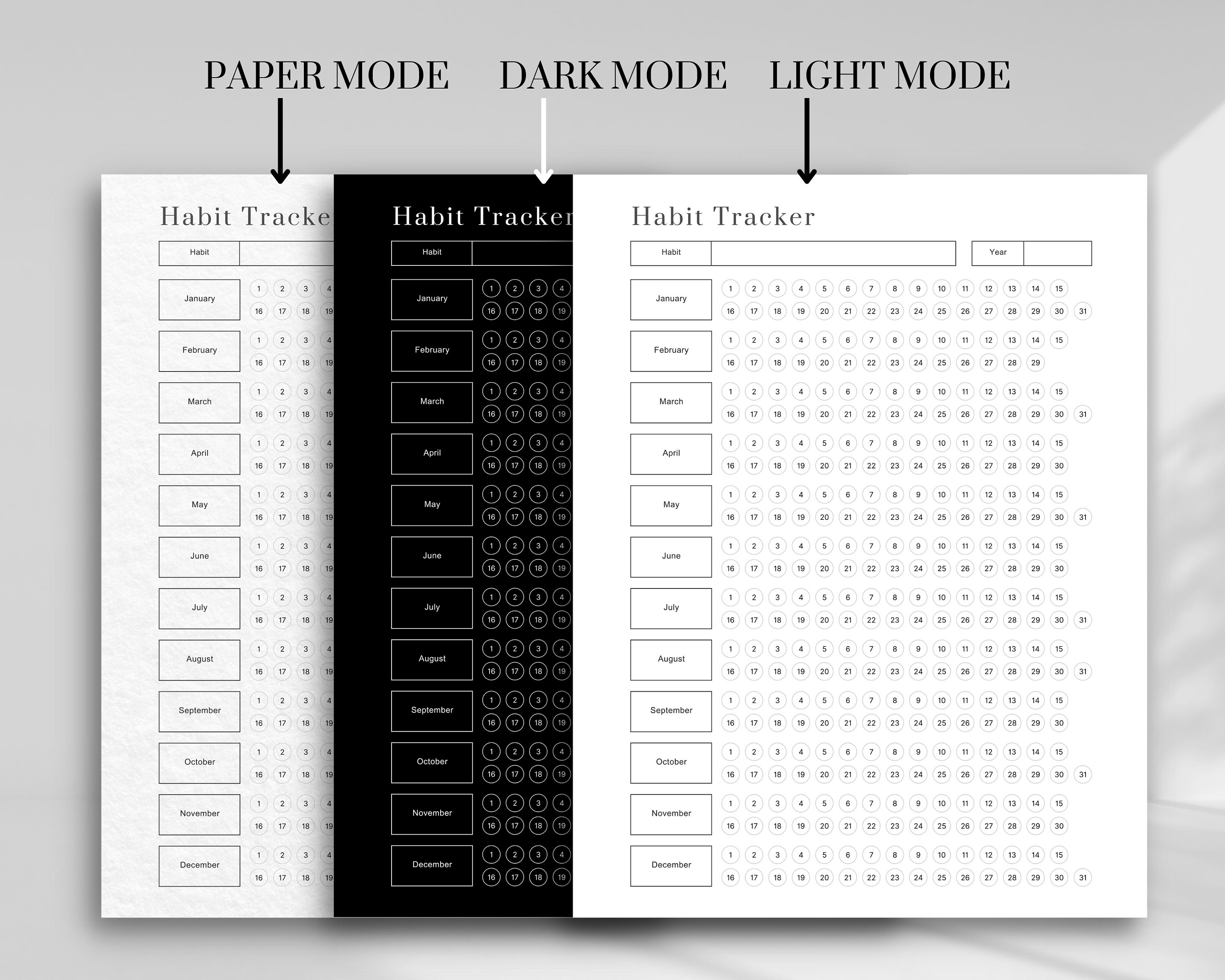 Yearly Habit Tracker | 3 Modes, Wellness Planner (printable PDF) - Etsy