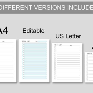 Minimal To-do List Printable PDF A4, A5, Editable, US Letter Digital ...