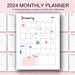 2024 Monthly Planner Printable | Minimalist Black and White Calendar ...