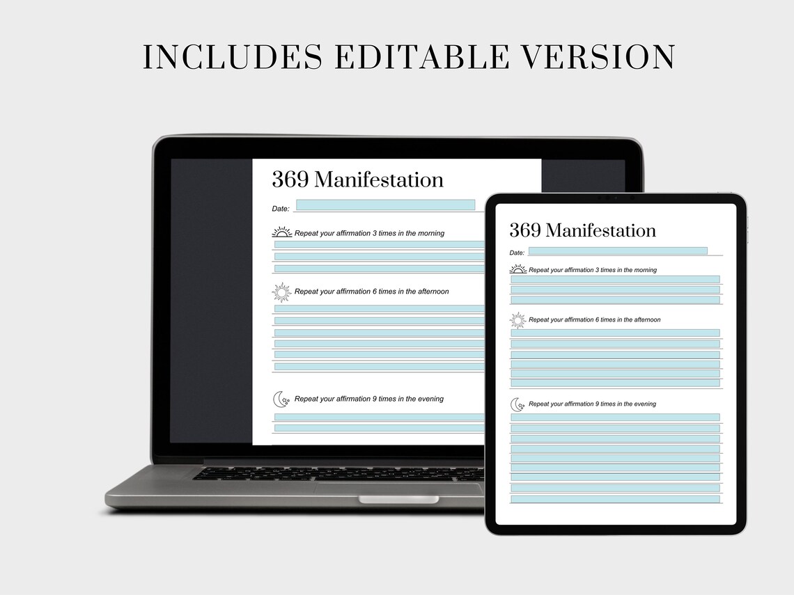 Digital 369 Manifestation Journal Insert | Printable PDF for Law of Attraction | LOA Planner ...