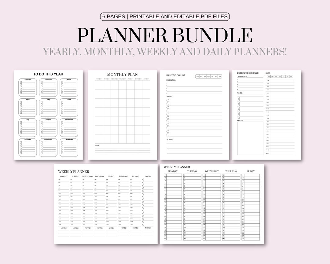 Digital Planner Bundle | Printable and Editable | Daily, Weekly ...
