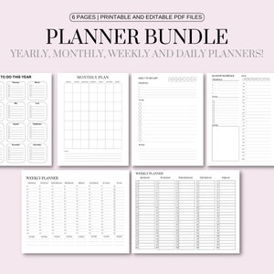 Digital Planner Bundle | Printable and Editable | Daily, Weekly ...