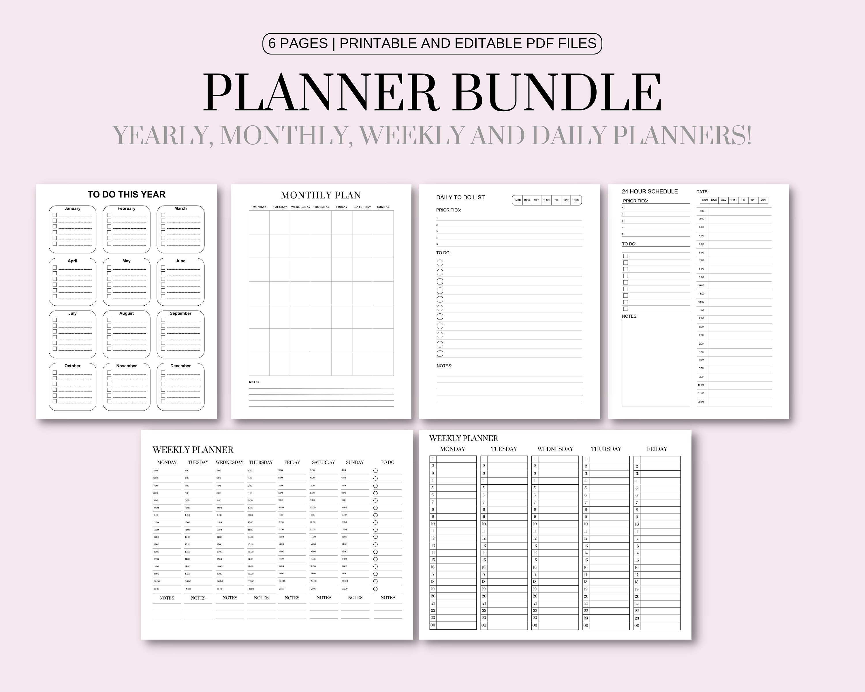 Digital Planner Bundle | Printable and Editable | Daily, Weekly ...