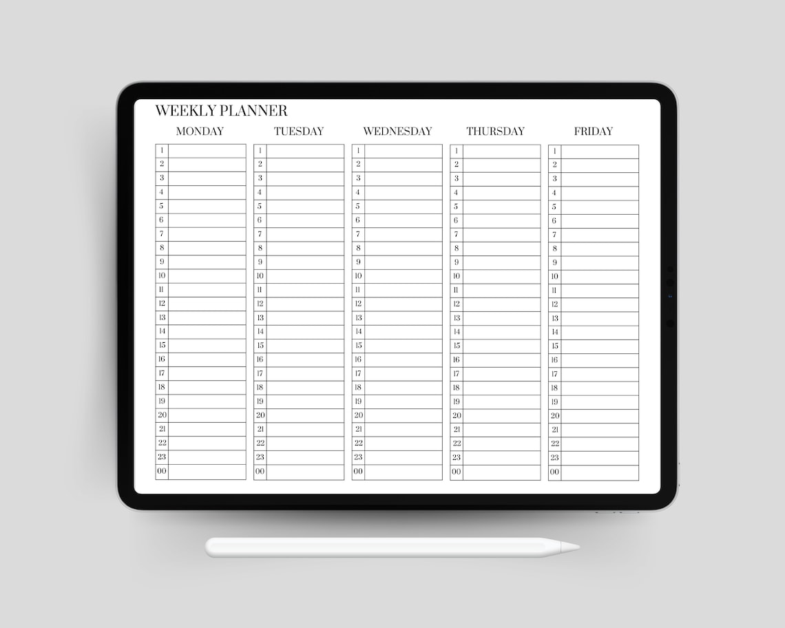 24 Hour Daily Planner Printable | Hourly Weekly Schedule PDF | Time ...