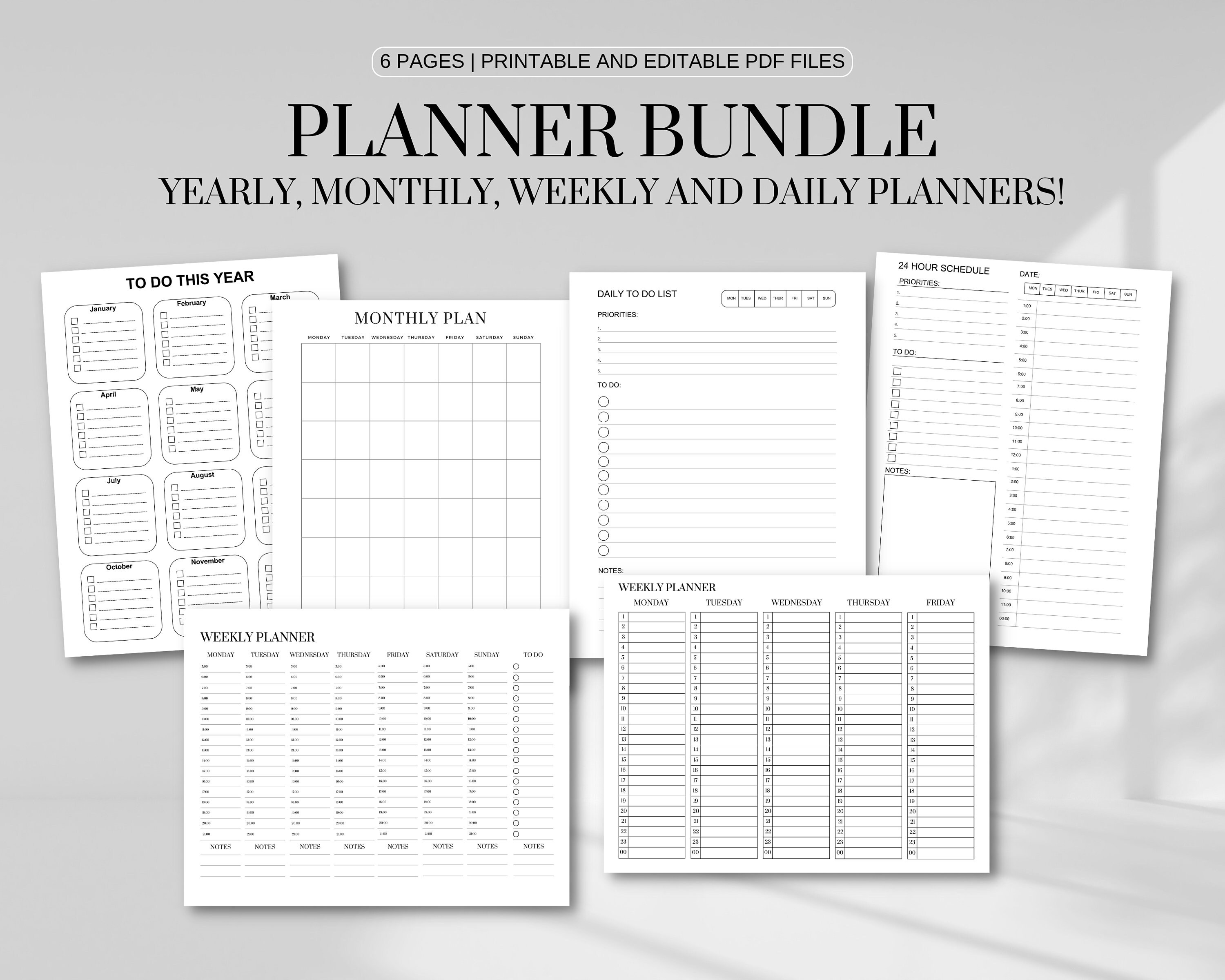 Digital Planner Bundle | Printable and Editable | Daily, Weekly ...