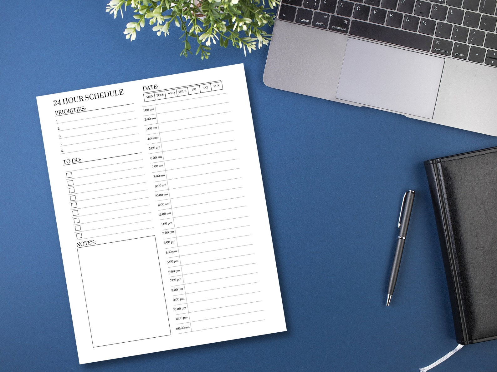 24-hour Daily Planner Printable Digital Download for Effective Time ...