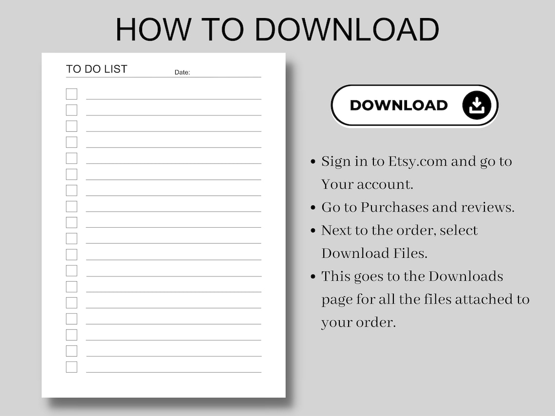 Minimal To-do List Printable PDF A4, A5, Editable, US Letter Digital ...