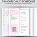 24 Hour Daily Planner Printable | Hourly Weekly Schedule PDF | Time ...