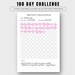 100 Day Challenge Tracker | Printable | Editable PDF | Digital Download ...