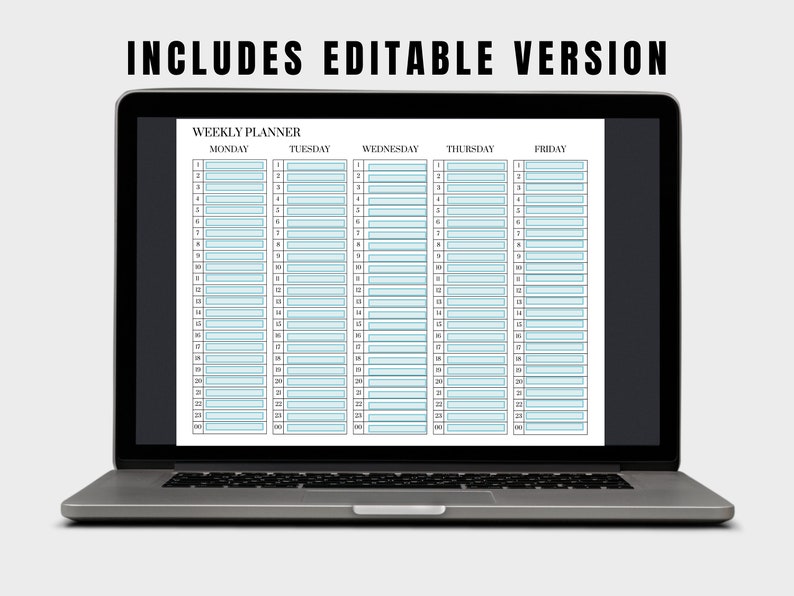 24 Hour Daily Planner Printable | Hourly Weekly Schedule PDF | Time ...
