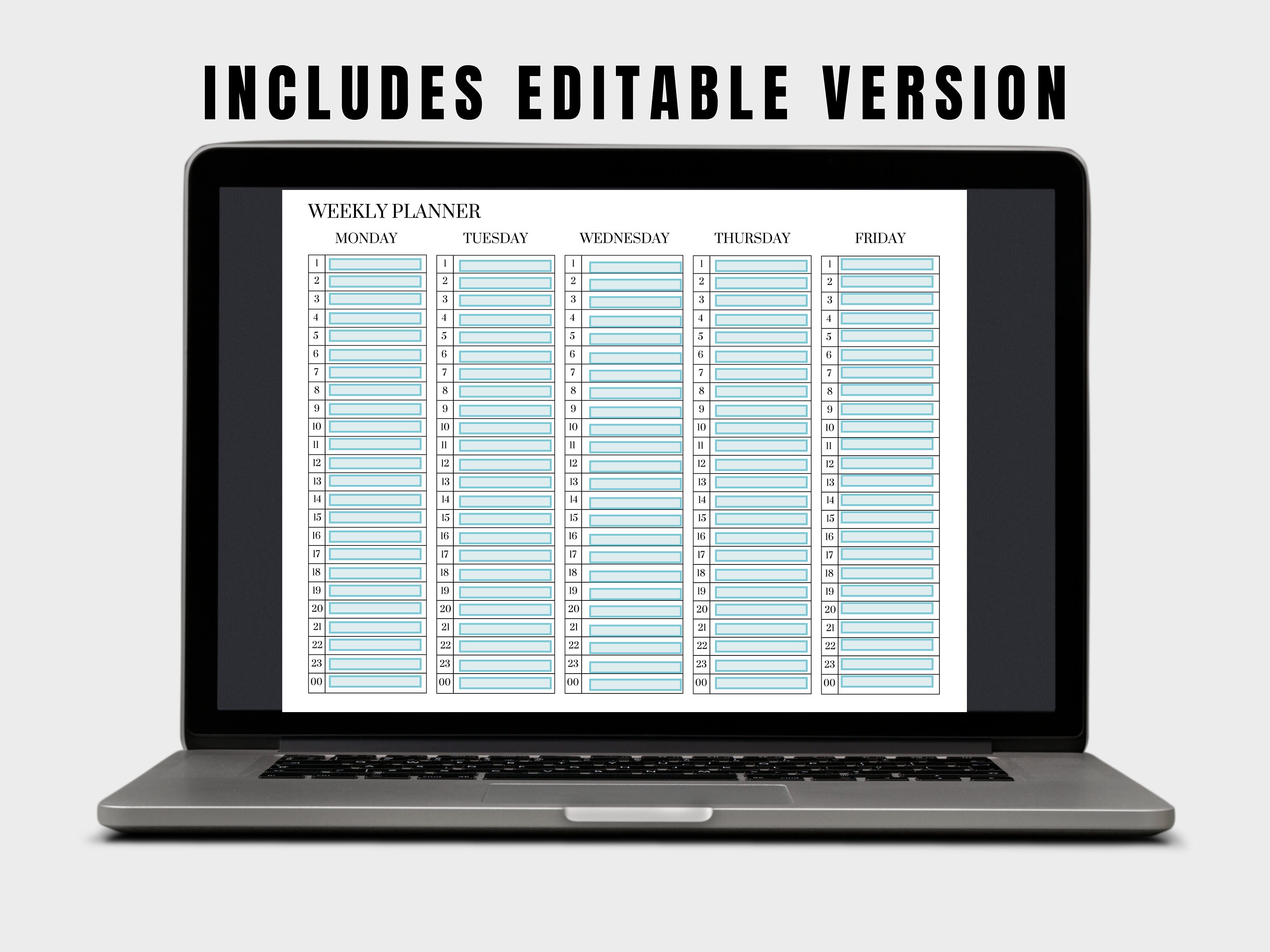 24 Hour Daily Planner Printable | Hourly Weekly Schedule PDF | Time ...