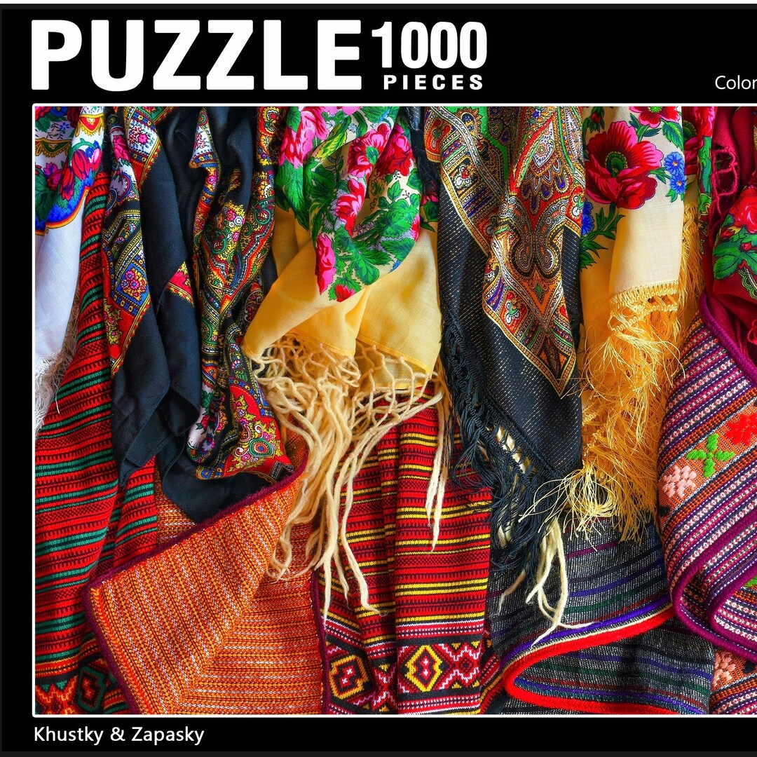 Ukrainian Scarves Puzzle 1000 Pieces Jigsaw Hutzul Patterns Family Fun ...