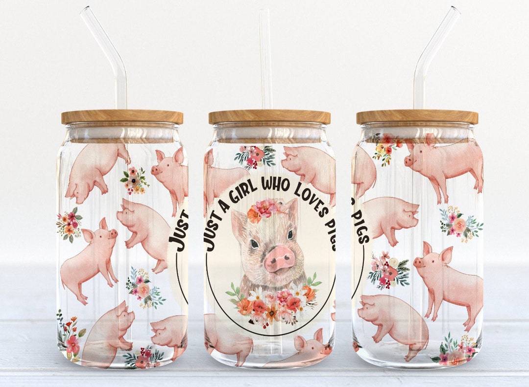 Pig Glass Cup, Piggy Gifts, Gift for Her, Frosted Libby Cup, Farm Libby Glass Cup,pig Mom, Just ...