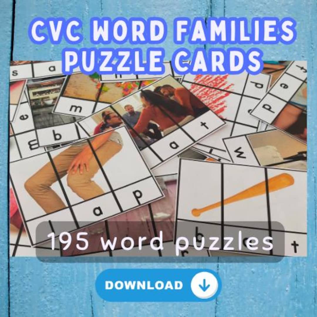 CVC Word Families Puzzles for Early Reading and Spelling - Etsy