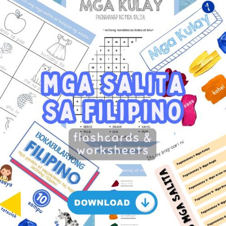 Mga Salita Sa Filipino! Vocabulary Worksheets & Flashcards - Etsy
