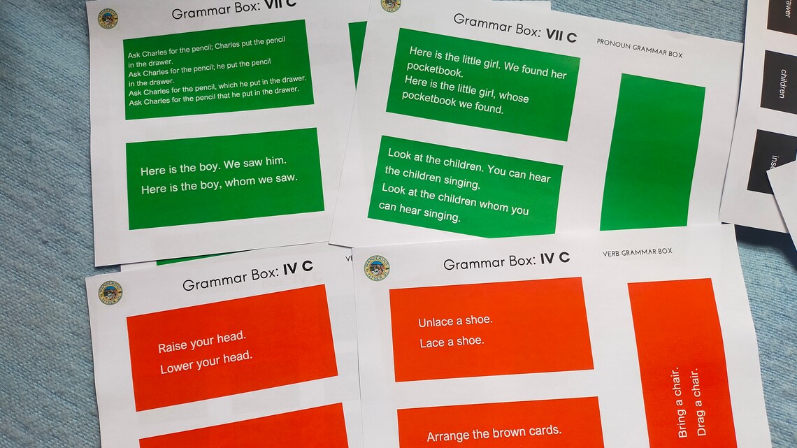 Complete Cards for Montessori Grammar Boxes - Etsy