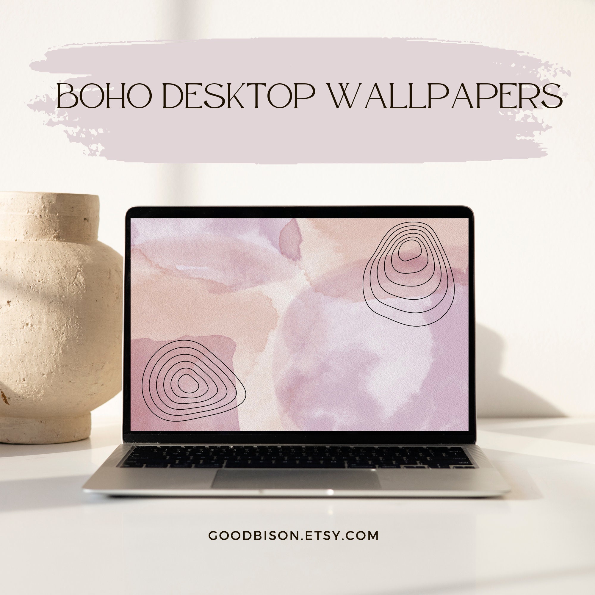 Boho Neutral Desktop Wallpaper | Beige | Minimalist | Digital Download ...
