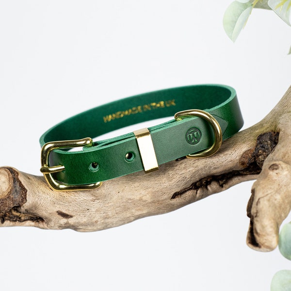 Green Leather Collar - Etsy