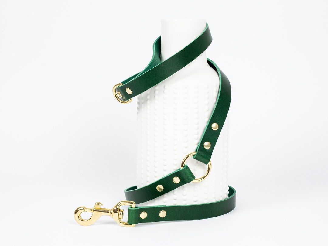 Green Dog Leash, Handmade Leather Dog Leash, Premium Dark Green Dog ...