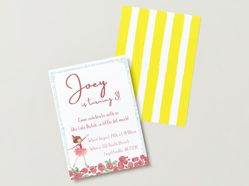 Lola Dutch Themed Birthday Invitation, French Girl Birthday Party ...