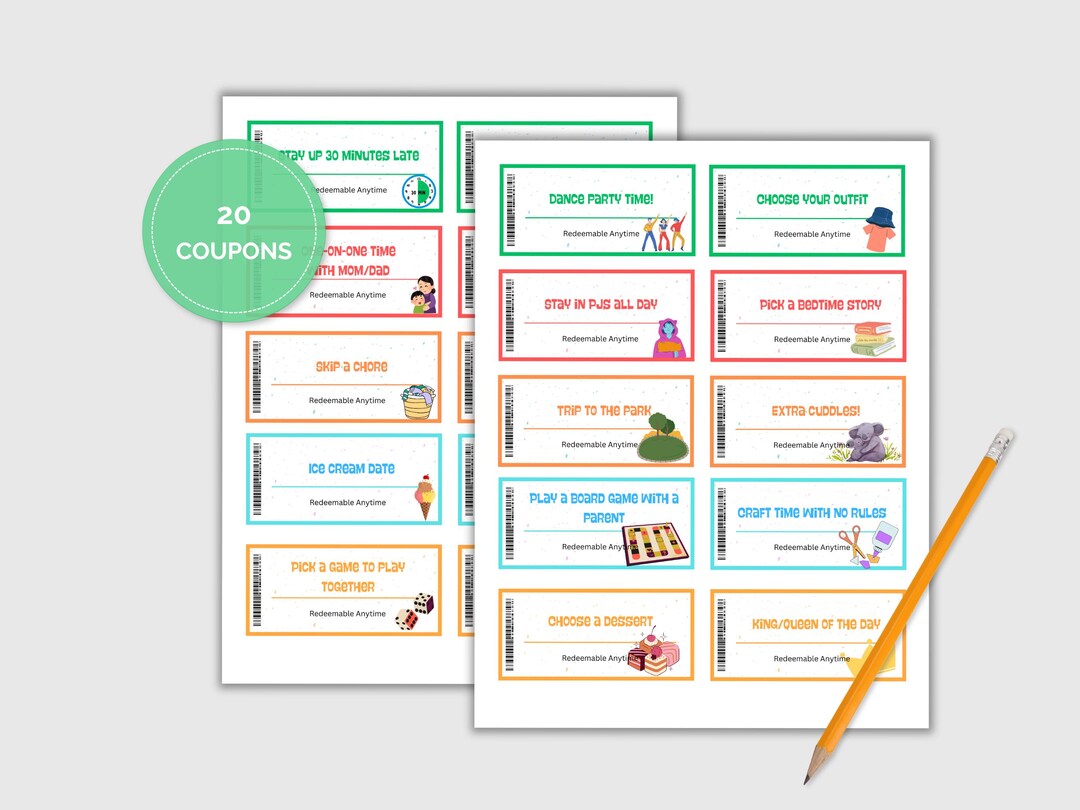 Kids Reward Coupons, Printable Incentive Cards for Positive Parenting ...