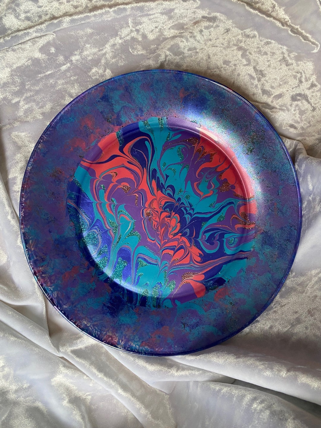 Hand Painted Large Glass Plate - Etsy