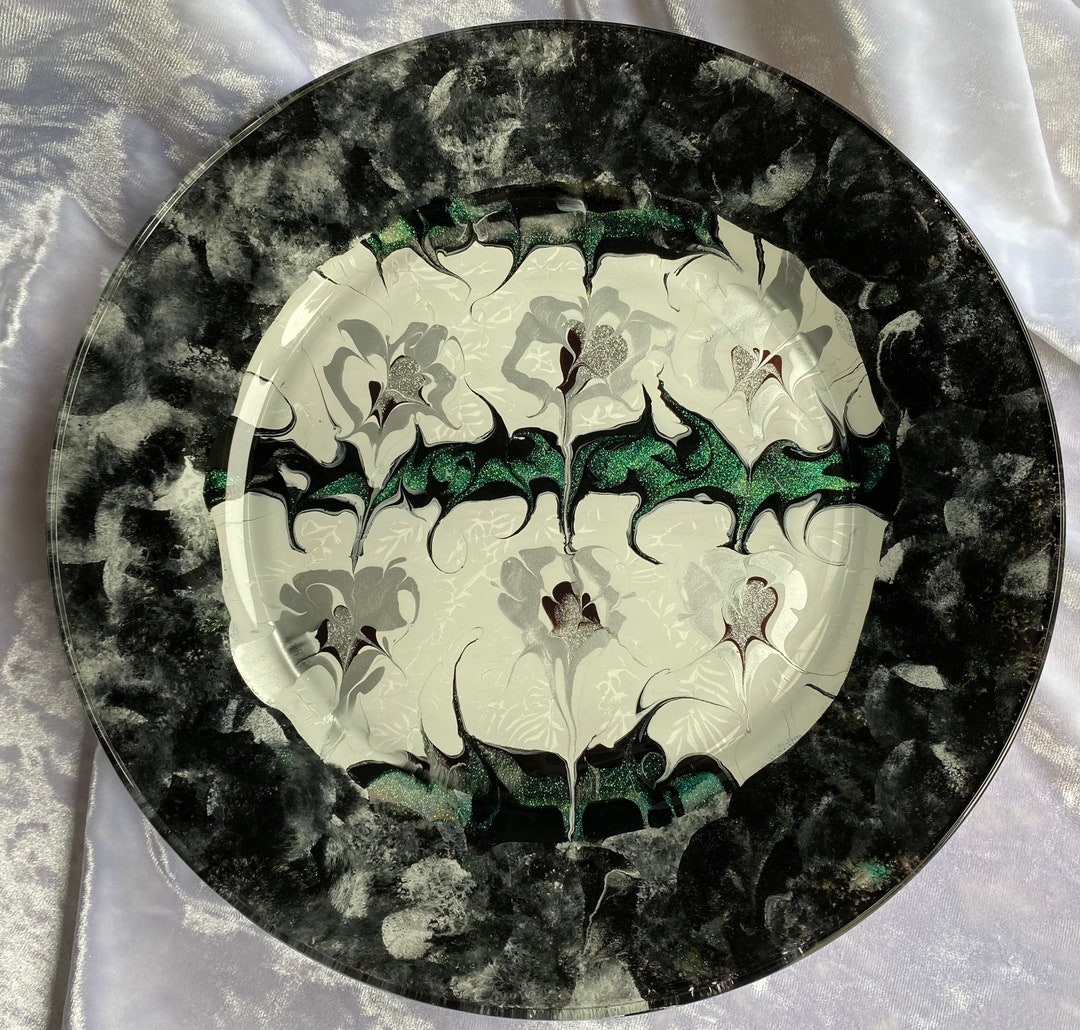 Hand Painted Large Glass Plate - Etsy