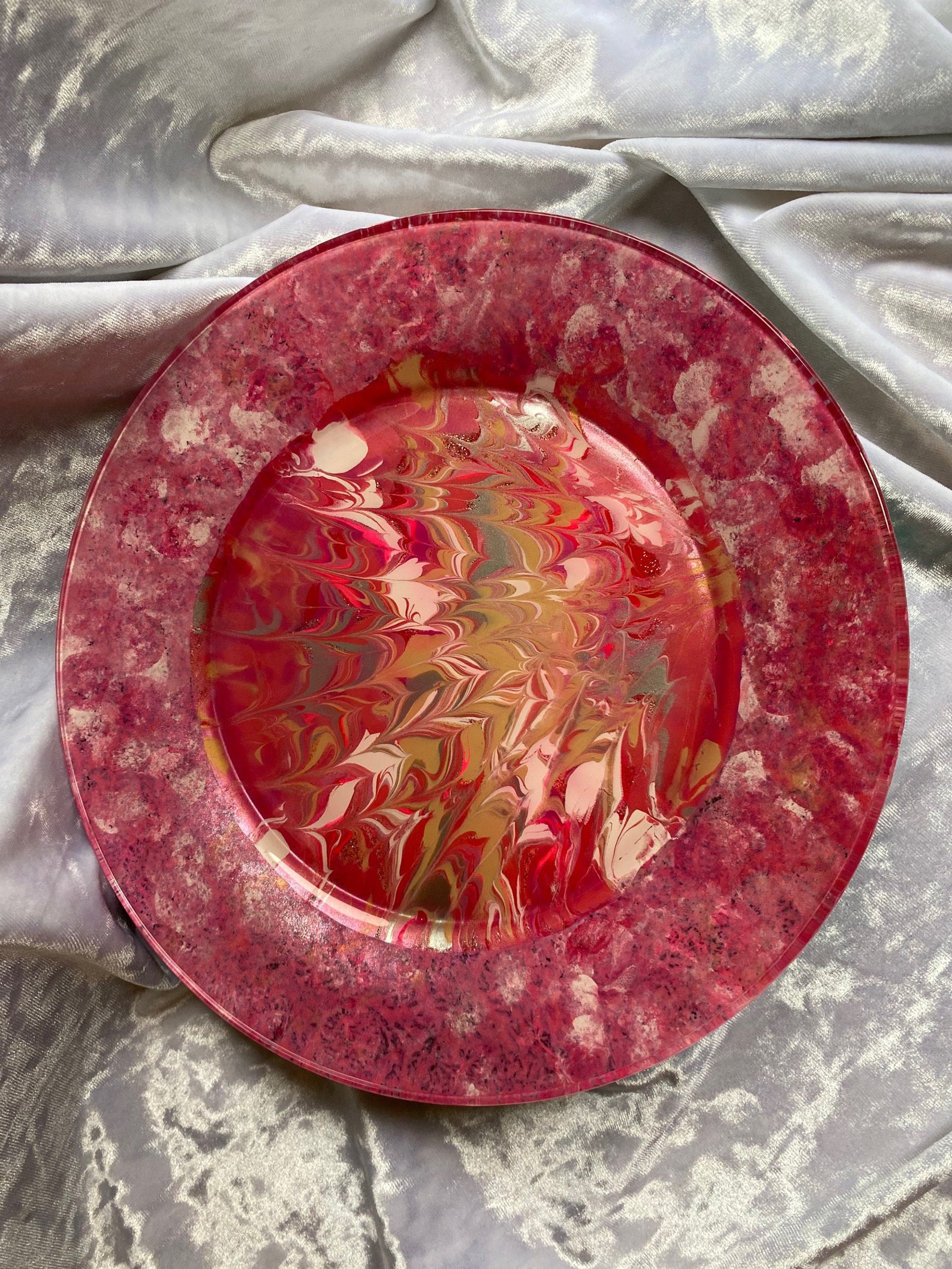 Hand Painted Large Glass Plate - Etsy