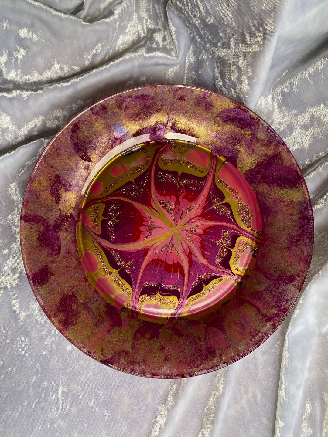 Hand Painted Large Glass Plate - Etsy