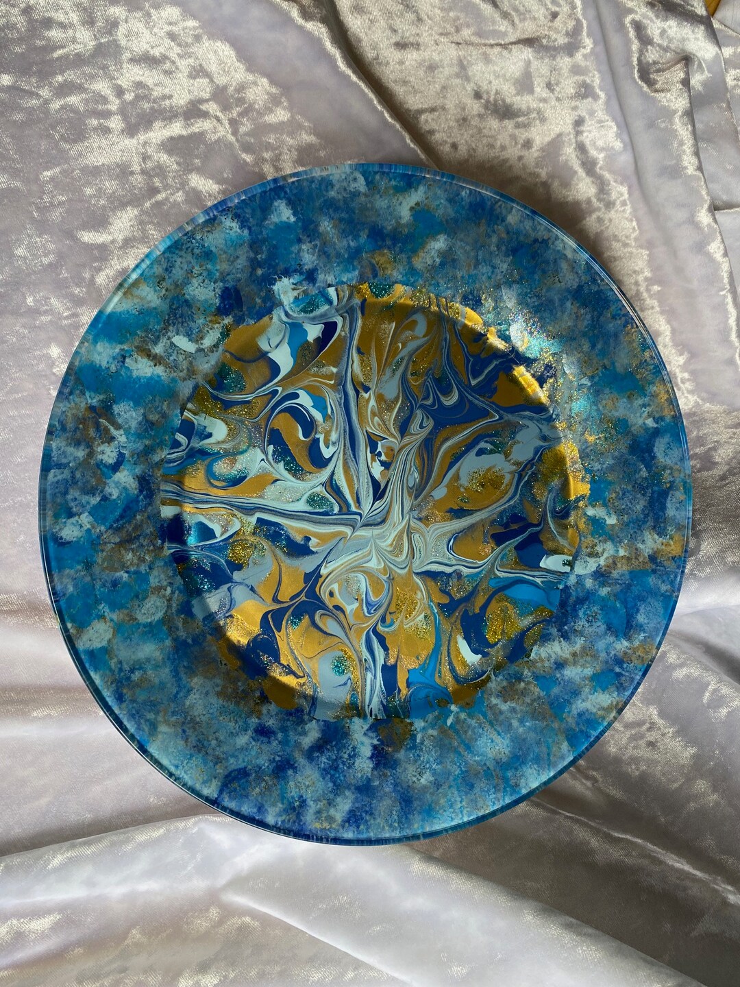 Hand Painted Large Glass Plate - Etsy