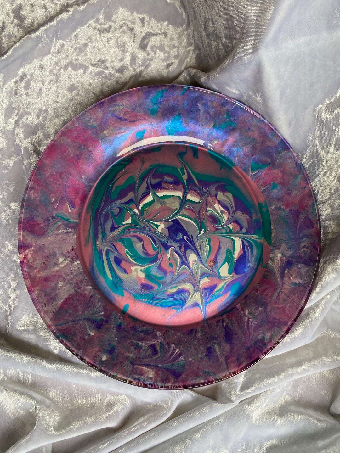 Hand Painted Large Glass Plate - Etsy